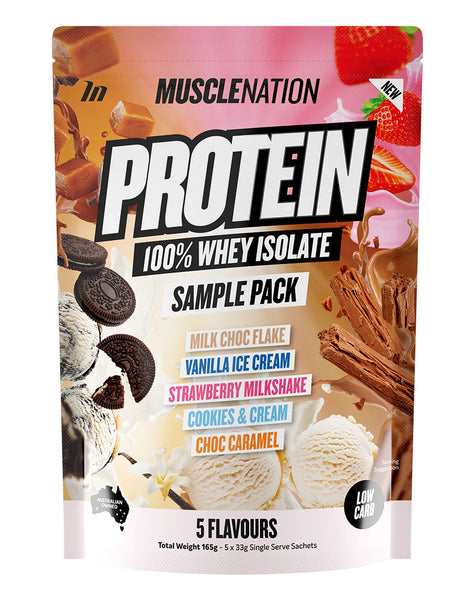 100% Whey Isolate Protein Sample Pack by Muscle Nation - Nutrition ...