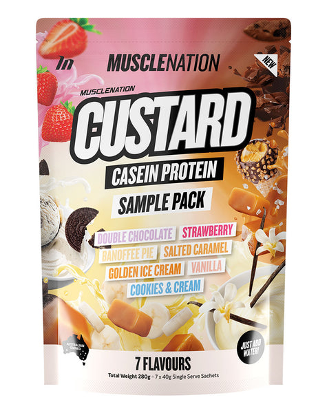 Custard Casein Protein Sample Pack by Muscle Nation - Nutrition Warehouse