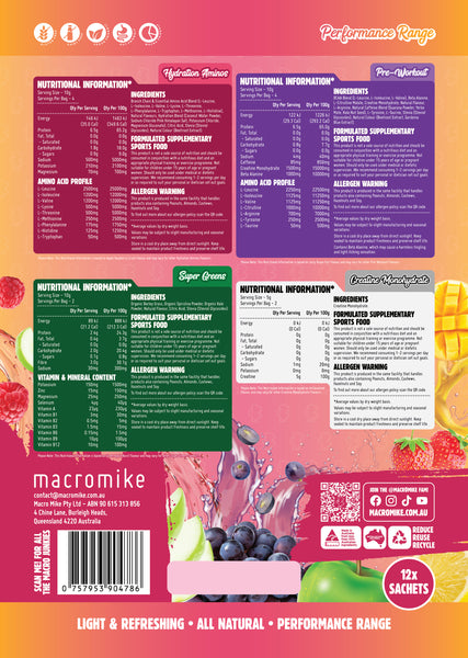 Performance Range Sample Pack by Macro Mike - Nutrition Warehouse