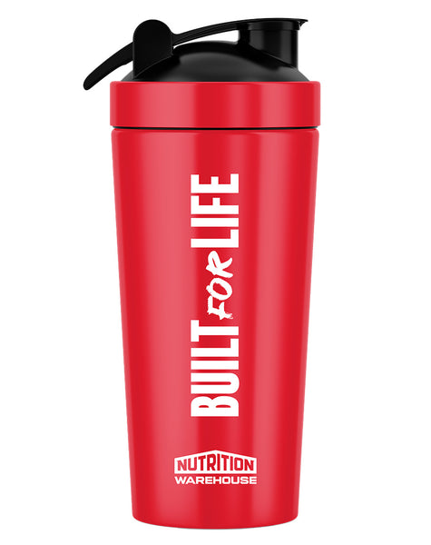 New Built For Life Stainless Steel Shaker (Red) by Nutrition Warehouse ...