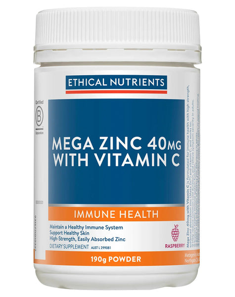 Mega Zinc 40mg Powder by Ethical Nutrients - Nutrition Warehouse