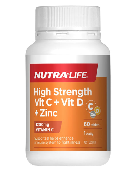 High Strength Vitamin C + Vit D + Zinc by Nutra Life - Nutrition Warehouse
